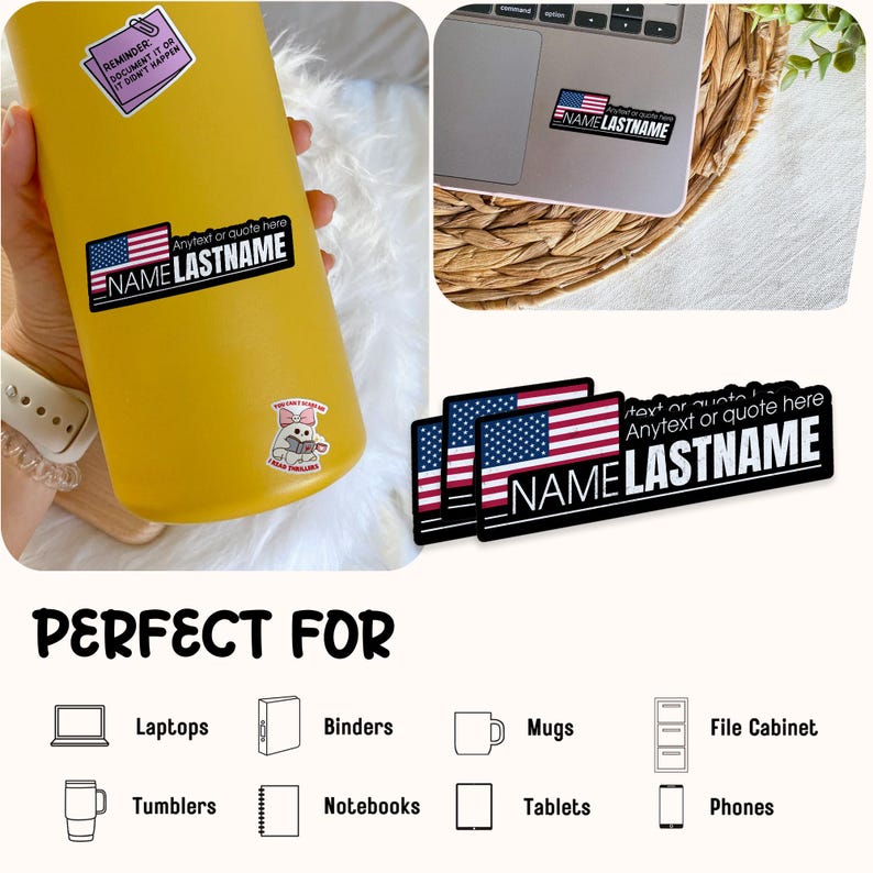 Custom Name Sticker, Personalized Country Flag Name and Last Name ...