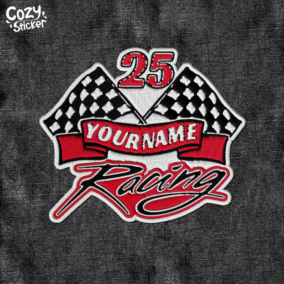 Custom Your Name Racing Patch With Checkered Flag Car Motorcycle Racing ...