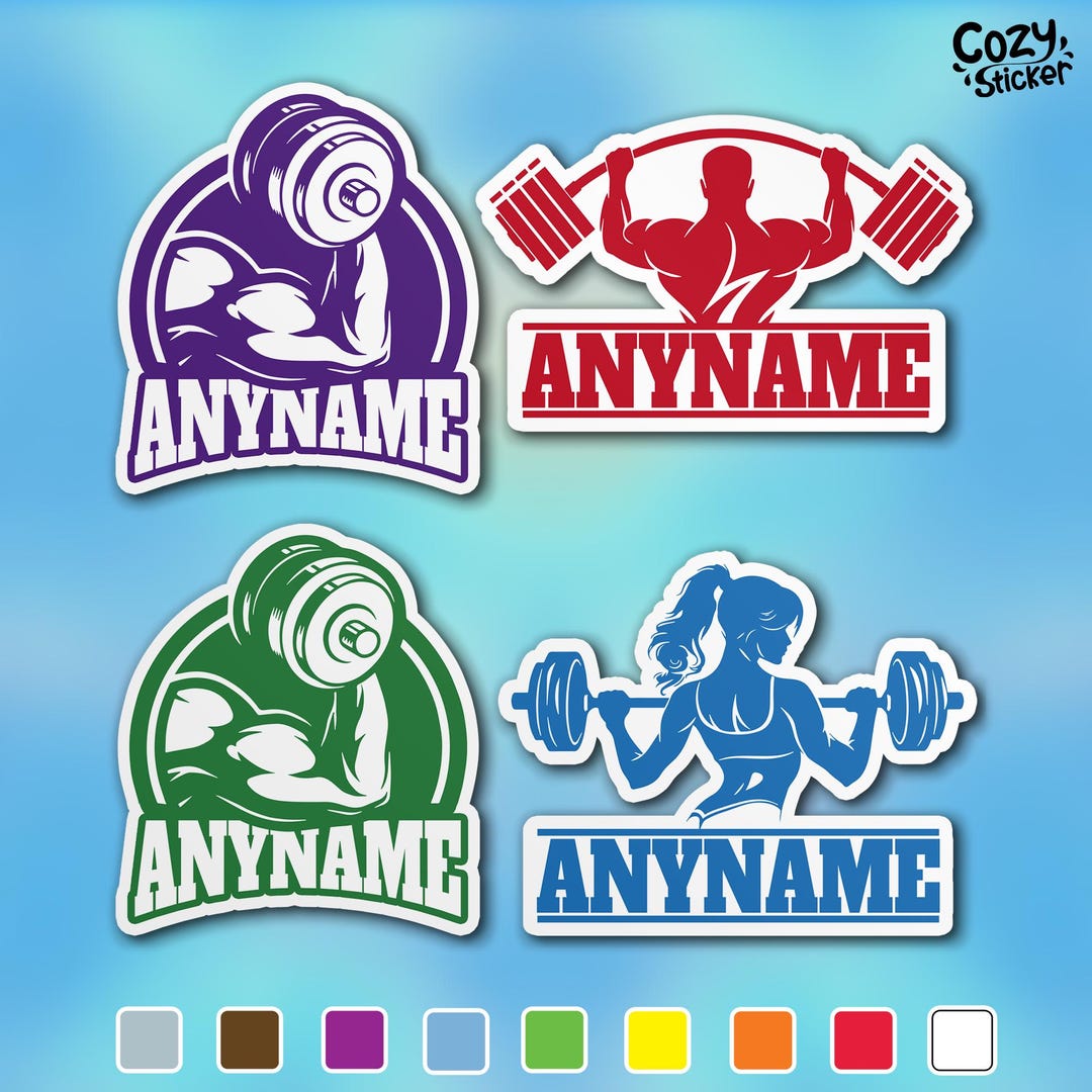 Custom Gym Name Sticker, Personalized Bodybuilder Gymer Stickers Team ...