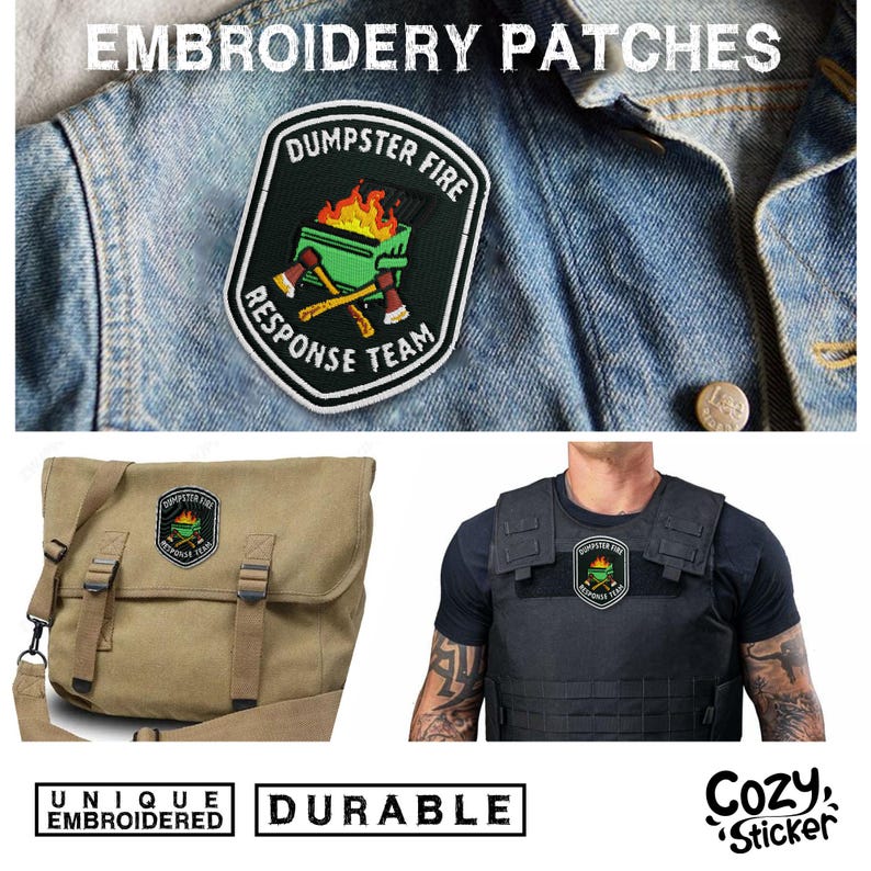 Dumpster Fire Response Team Patch, This's Fine Everything's Fine, Funny ...