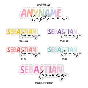Personalized Custom Name Sticker First and Last Name Colorful Gifts for ...