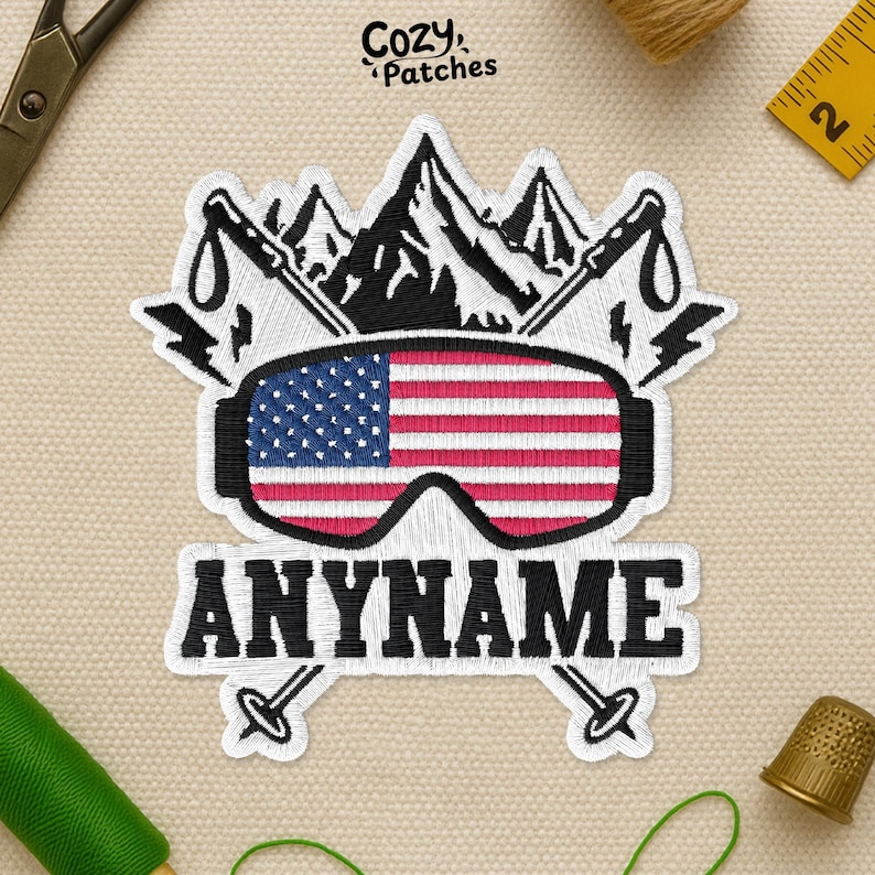 Custom Skiing Name Patch, Personalized Skiing Player Country Flag Ski ...
