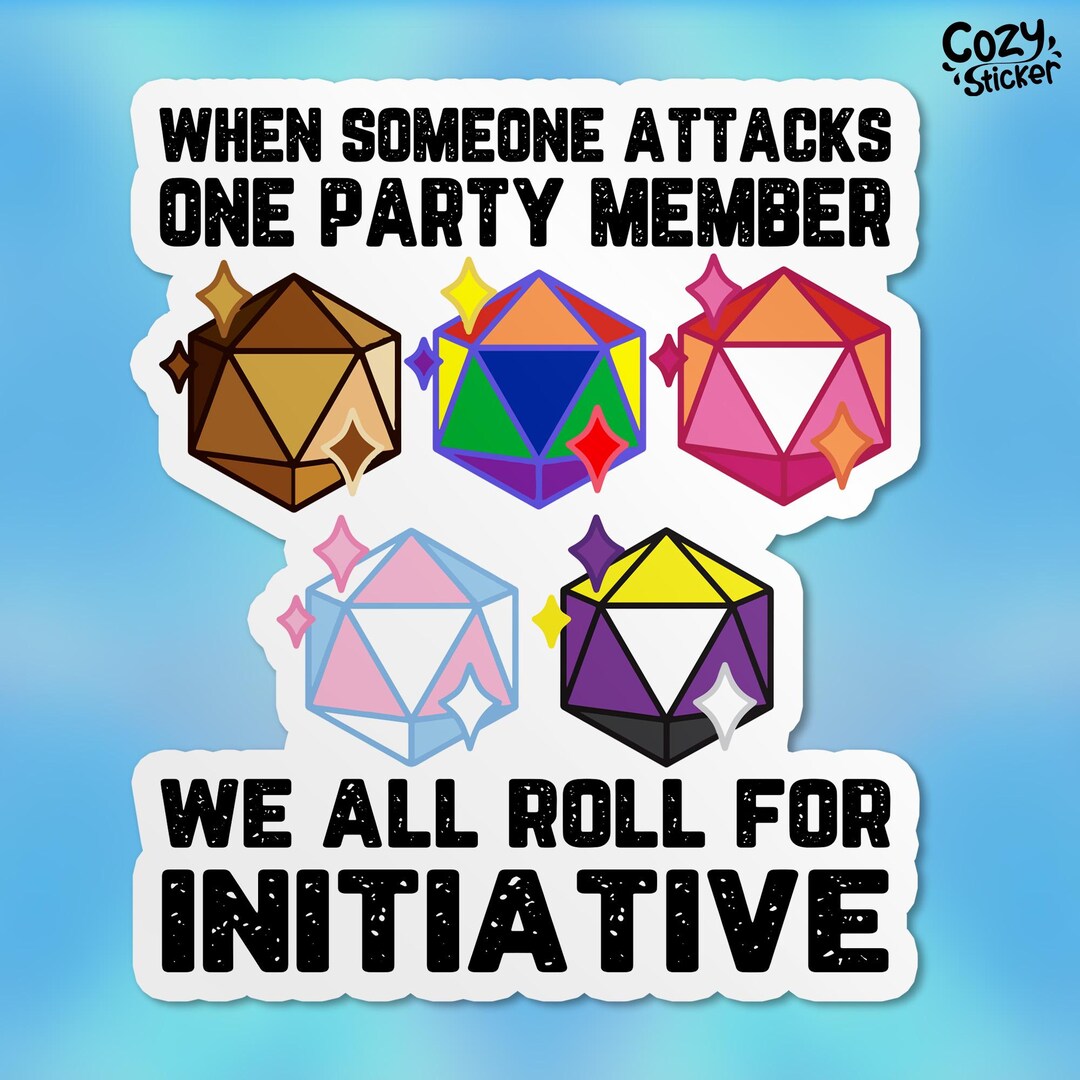 We All Roll for Initiative Sticker, LGBTQ Stickers Gamer Game Lover ...