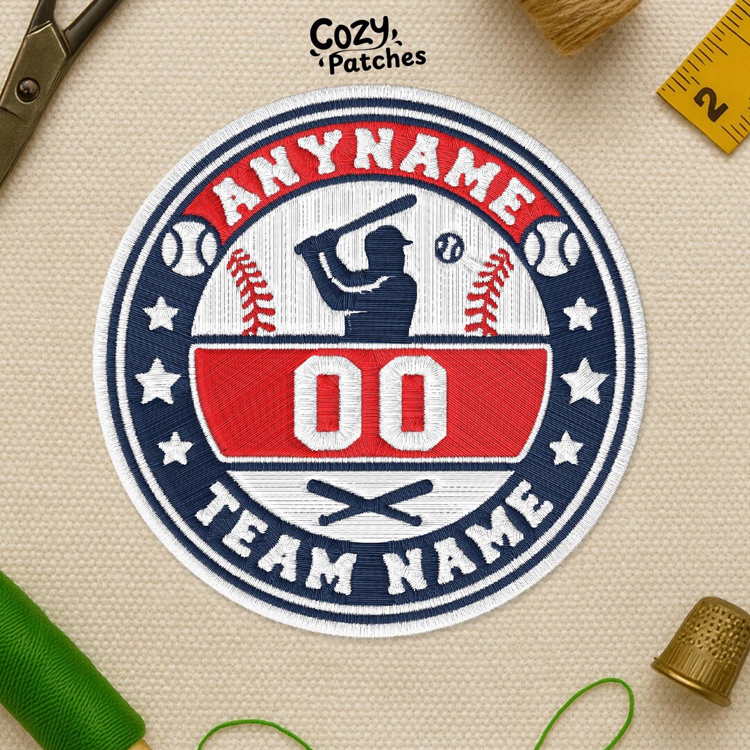 Custom Baseball Name Patch, Personalized Star Team Name Number Baseball ...