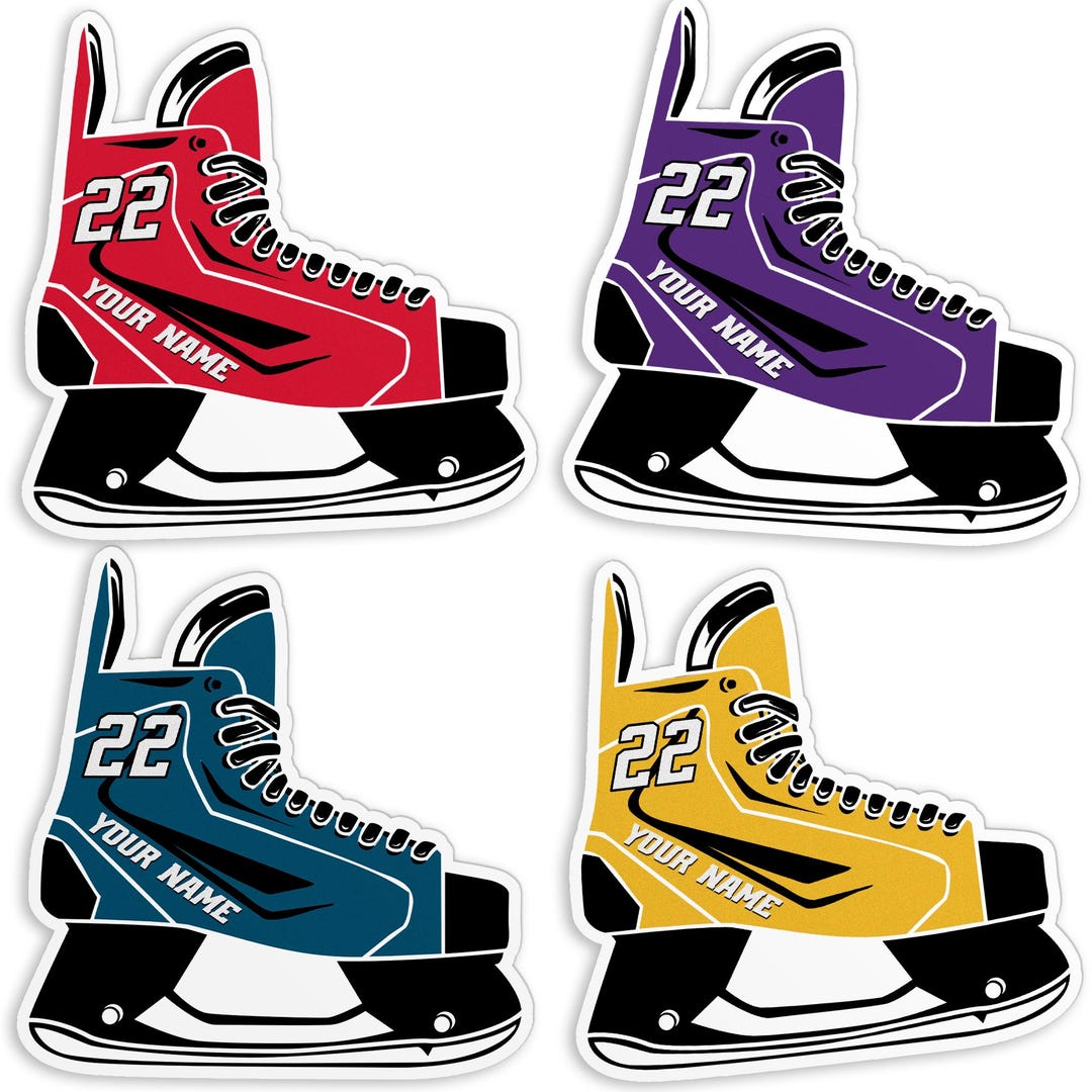 Custom Hockey Sticker, Personalized Hockey Skates Name Number Goalie ...