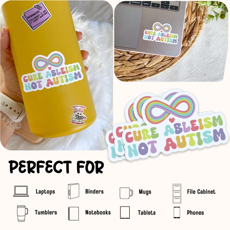 Cure Ableism Not Autism Sticker, ADHD Sticekrs Neurodivergent Autistic ...