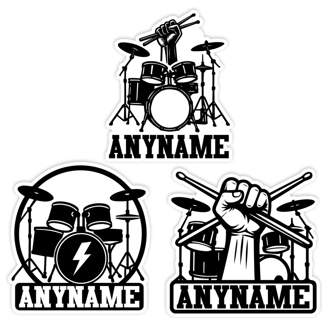 Custom Drummer Name Sticker, Personalized Drummer Musicians Band ...