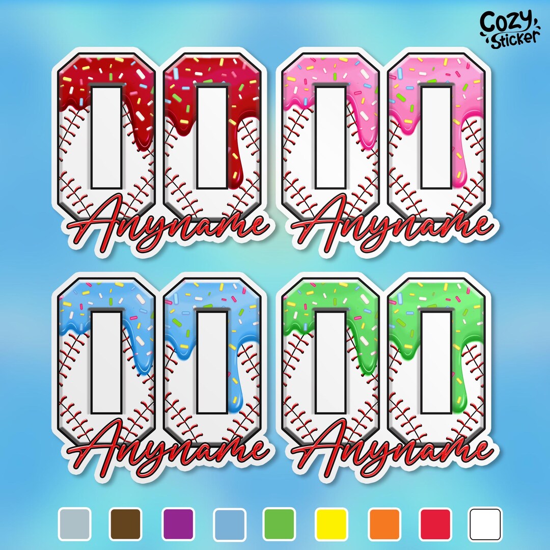 Custom Name Number Sticker Personalized Baseball Softball Ice Cream ...