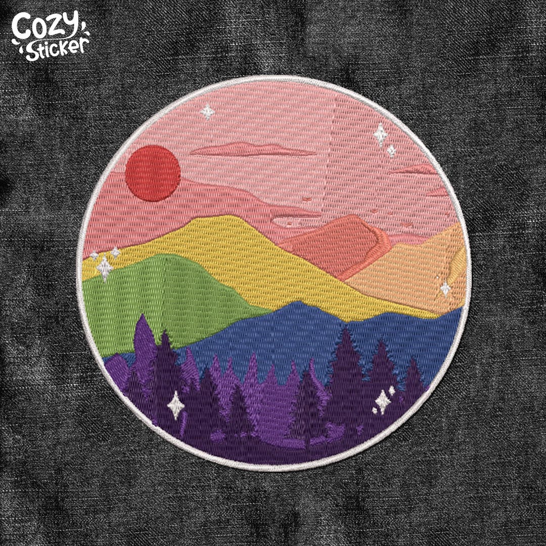 Subtle Transgender Patch LGBTQ Pride Mountain Trans Sunset Flag Patch ...