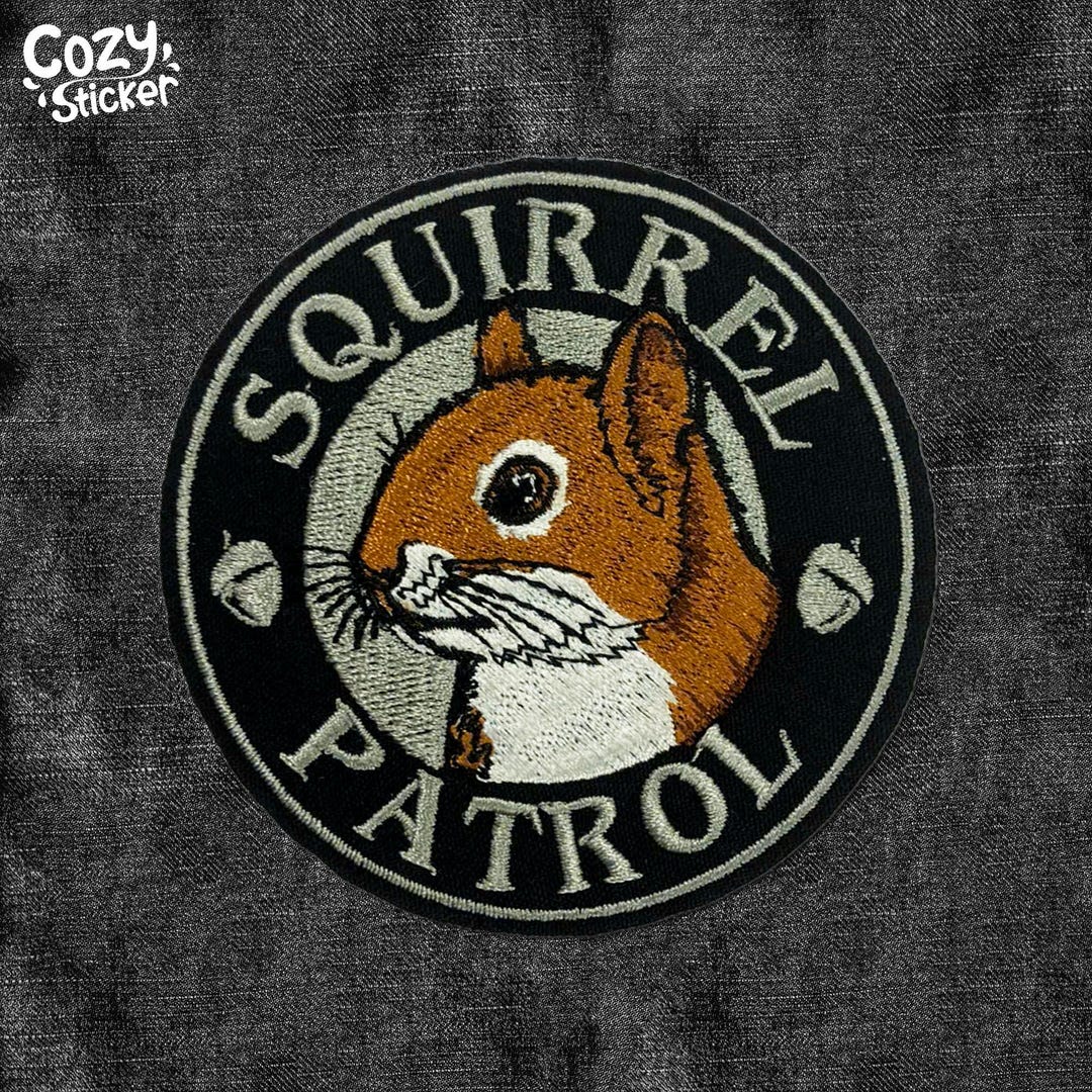 Squirrel Patrol Patch, Cute Animal Embroidered Patches Funny Squirrel ...