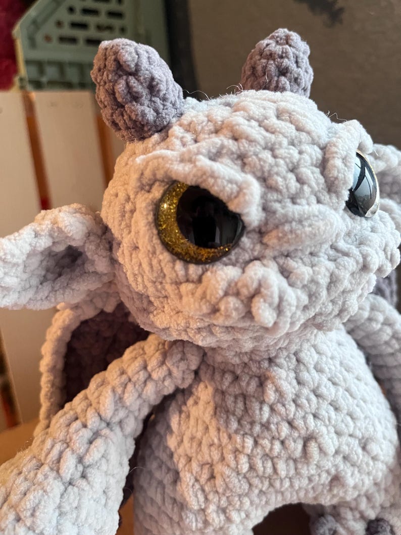 Pebble the Gargoyle – Crochet Guardian Plush | Light Gray Whimsical ...