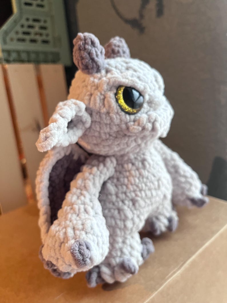 Pebble the Gargoyle – Crochet Guardian Plush | Light Gray Whimsical ...