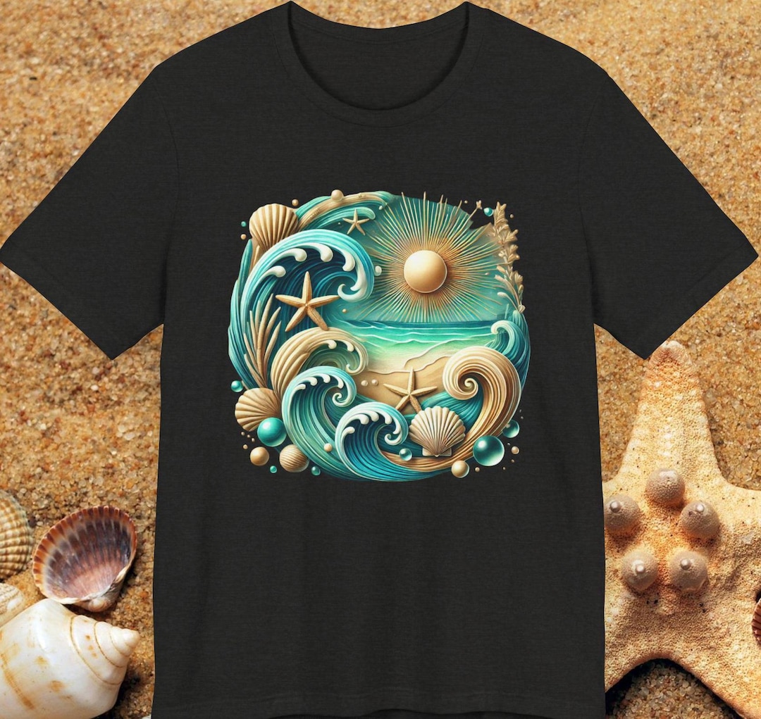 Beach Graphic T-shirt,ocean Vibes Shirt,summer Beach Shirt,coastal ...