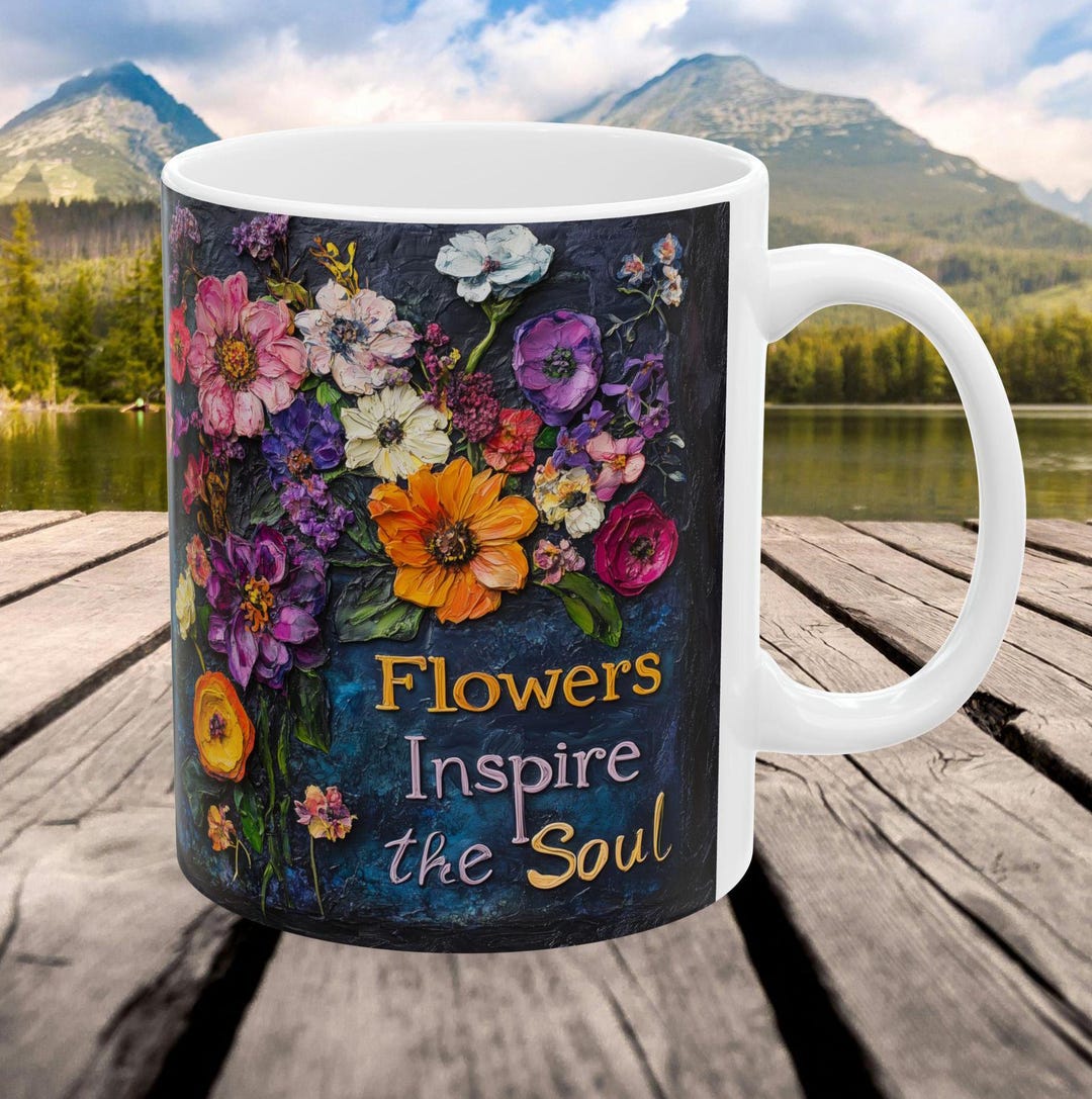 Floral Inspiration Mug,flower Coffee Cup,botanical Tea Mug,nature Lover ...