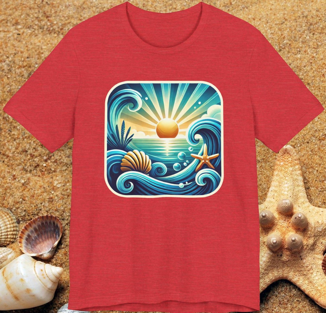 Beach Graphic T-shirt,sea Theme Tee,summer Apparel,vacation Shirt ...