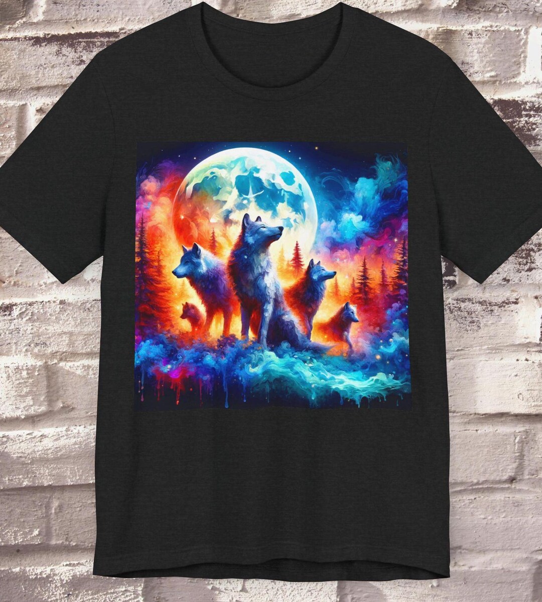 Wolf Pack T-shirt,unisex Wildlife Tee,wolf Design Shirt,watercolor Wolf ...