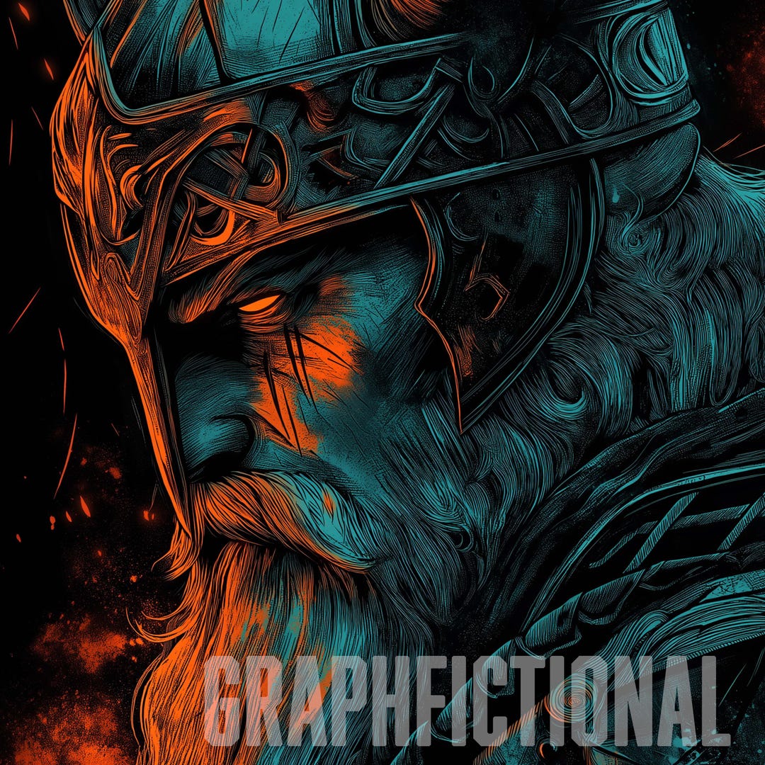 Neon Viking Ink AI Wall Art Pt. 2 | Ai Wall Art | Digital Print | Ai ...
