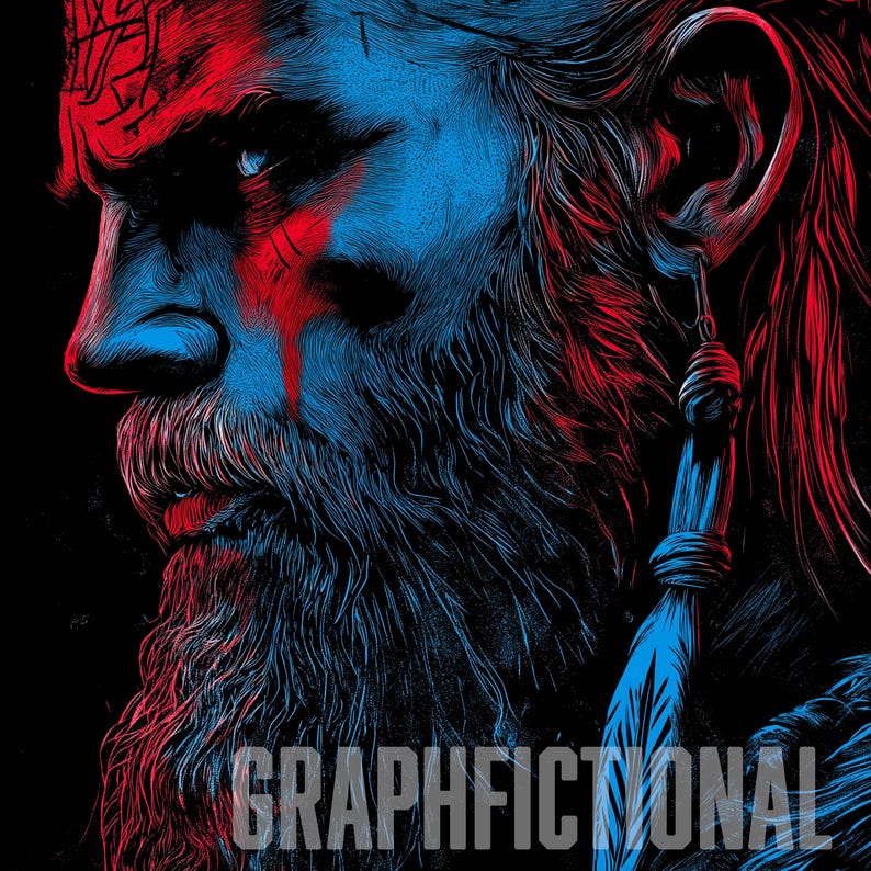 Neon Viking Ink AI Wall Art Pt. 3 | Ai Wall Art | Digital Print | Ai ...