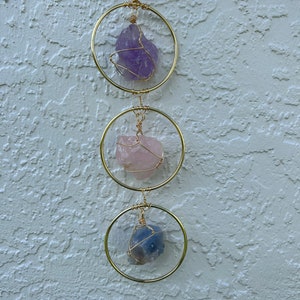 Crystal Wall Hanger/ Crystal Wall Decor/ Chakra Wall Hanger- 3 Ring ...