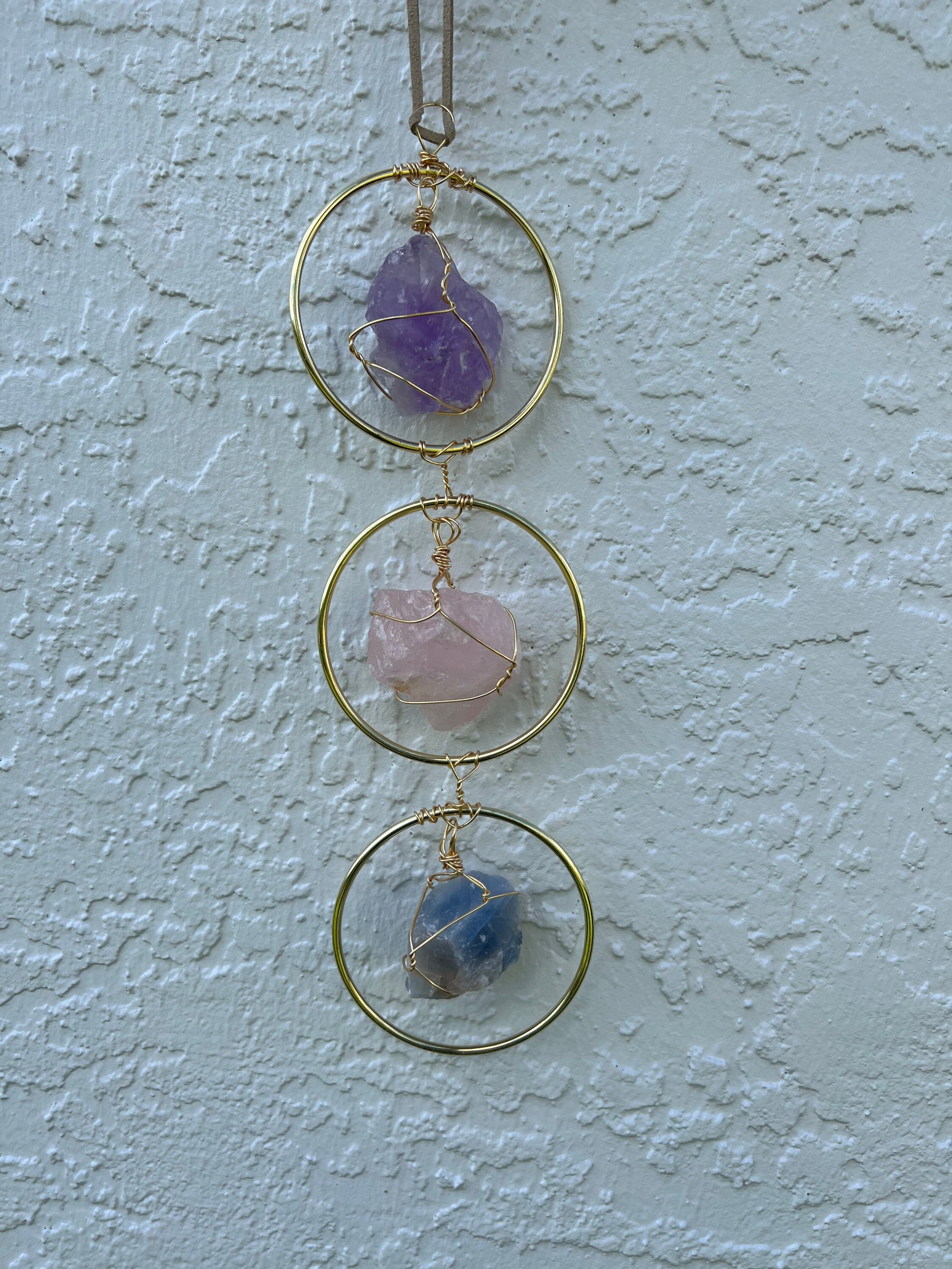 Crystal Wall Hanger/ Crystal Wall Decor/ Chakra Wall Hanger- 3 Ring ...