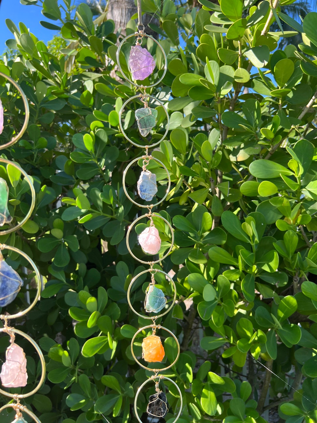 Chakra Wall Hanger/ Crystal Wall Decor/ Raw Gemstone Home Decor/ Boho ...