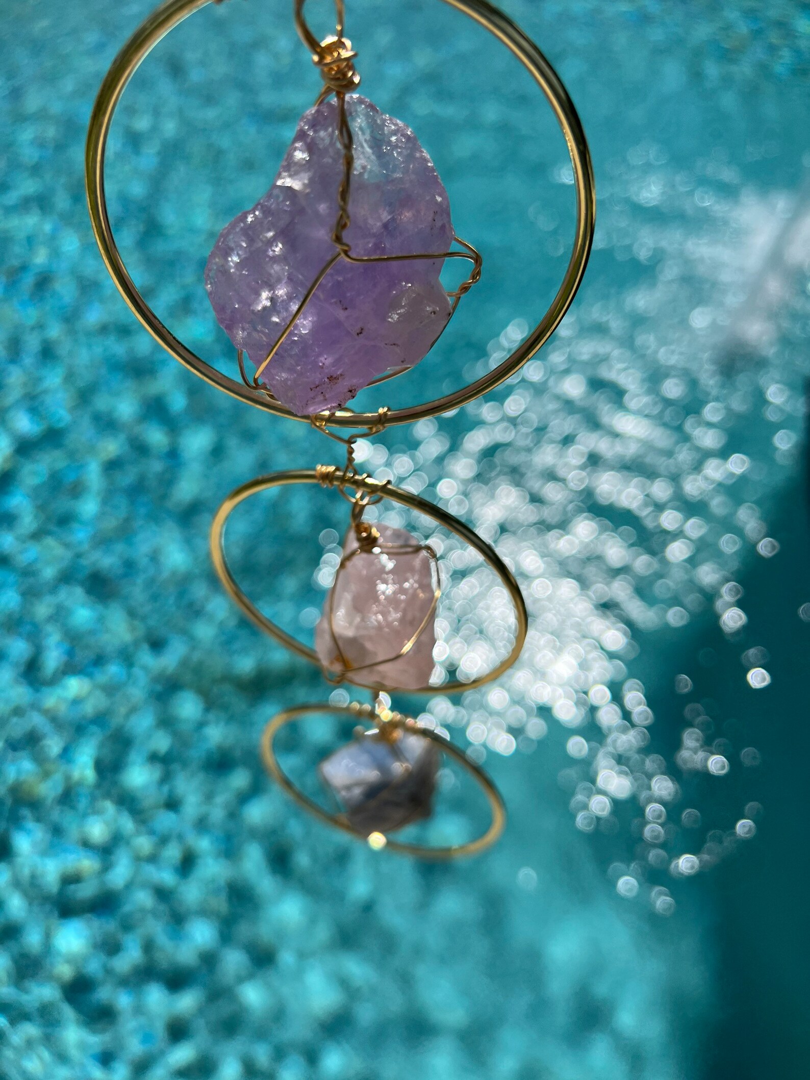 Crystal Wall Hanger/ Crystal Wall Decor/ Chakra Wall Hanger- 3 Ring ...