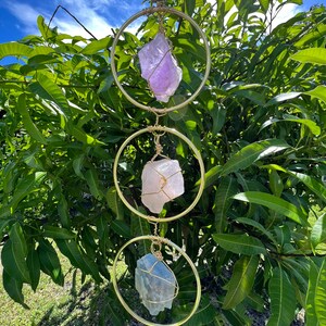 Crystal Wall Hanger/ Crystal Wall Decor/ Chakra Wall Hanger- 3 Ring ...