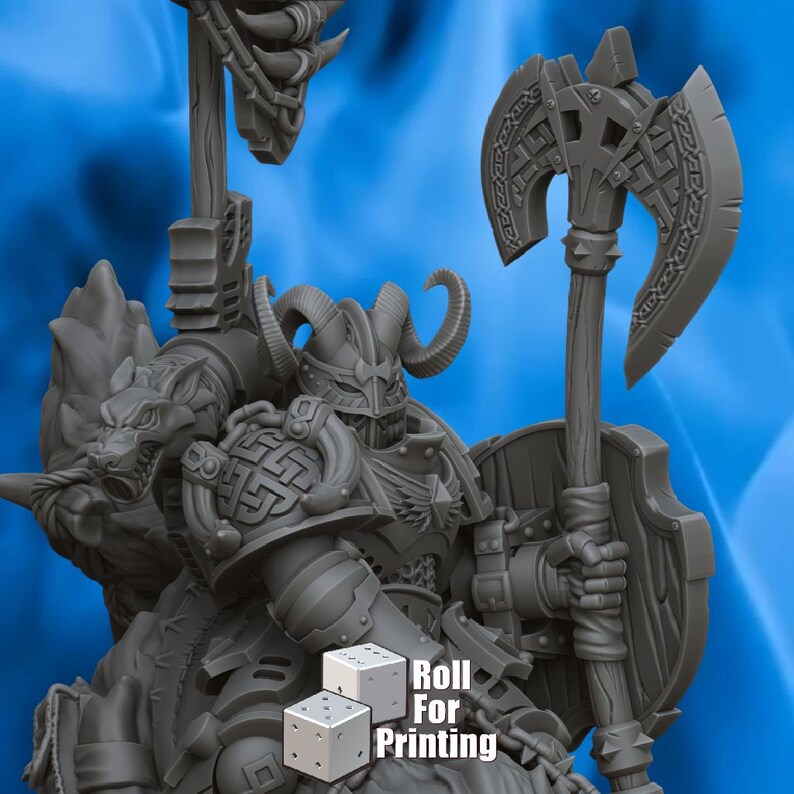 Space Vikings Storm Wolf Cavalry Jarl / Captain Tabletop Miniature ...