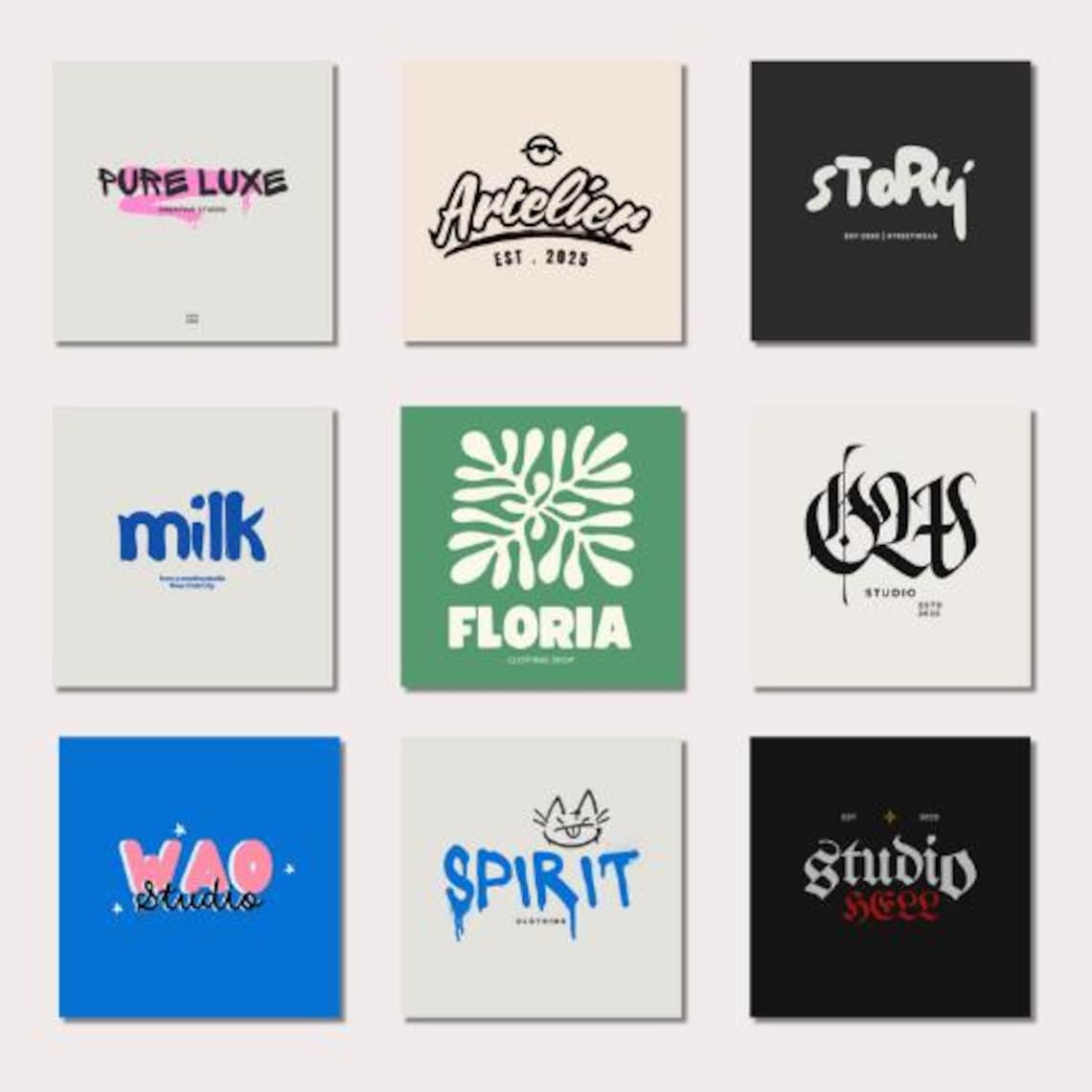 50+ UNIQUE LOGOS Clothing Brand/shop/studio | Customizable Business ...