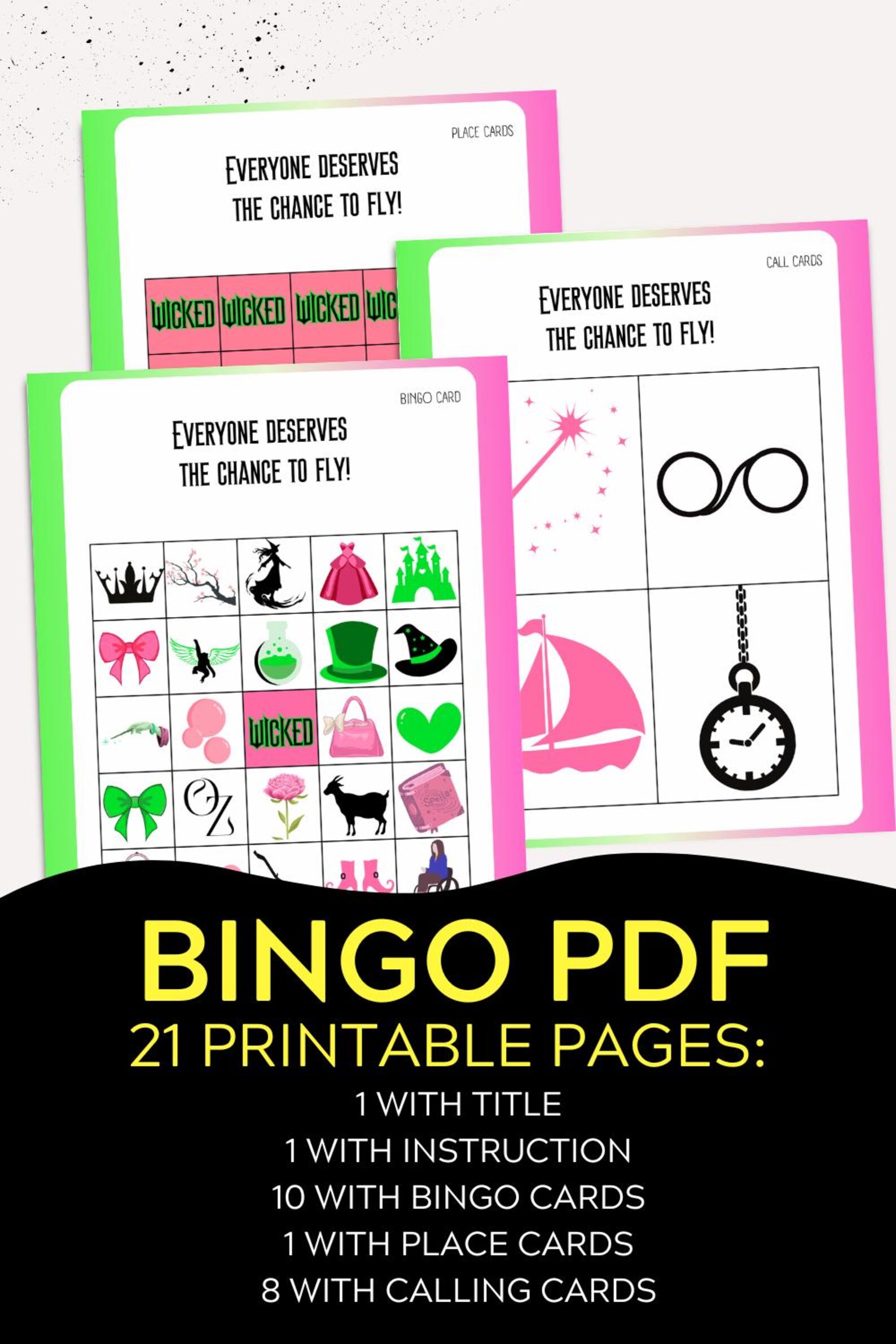 Wicked Bingo for Kids Printable Game • Wizard of Oz Birthday Party ...