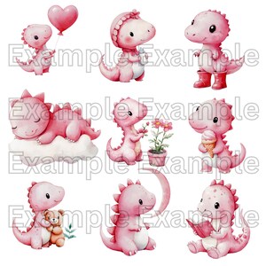 Pink Dinosaur Watercolor Clipart – 20 Dino Pngs, Nursery Art (digital ...