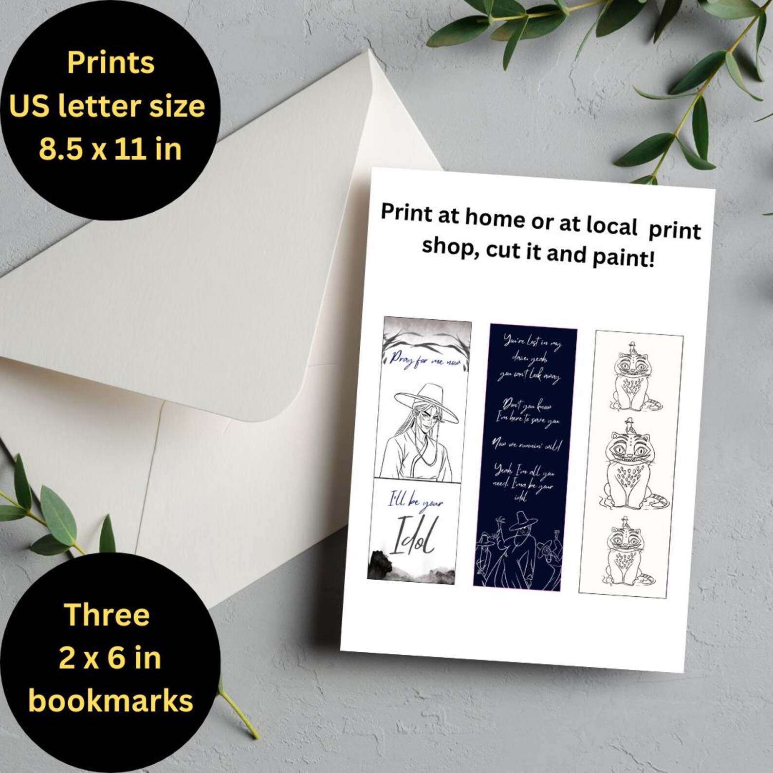 Kpop Demon Hunter Coloring Bookmarks Set | Anime Cosplay Printable ...