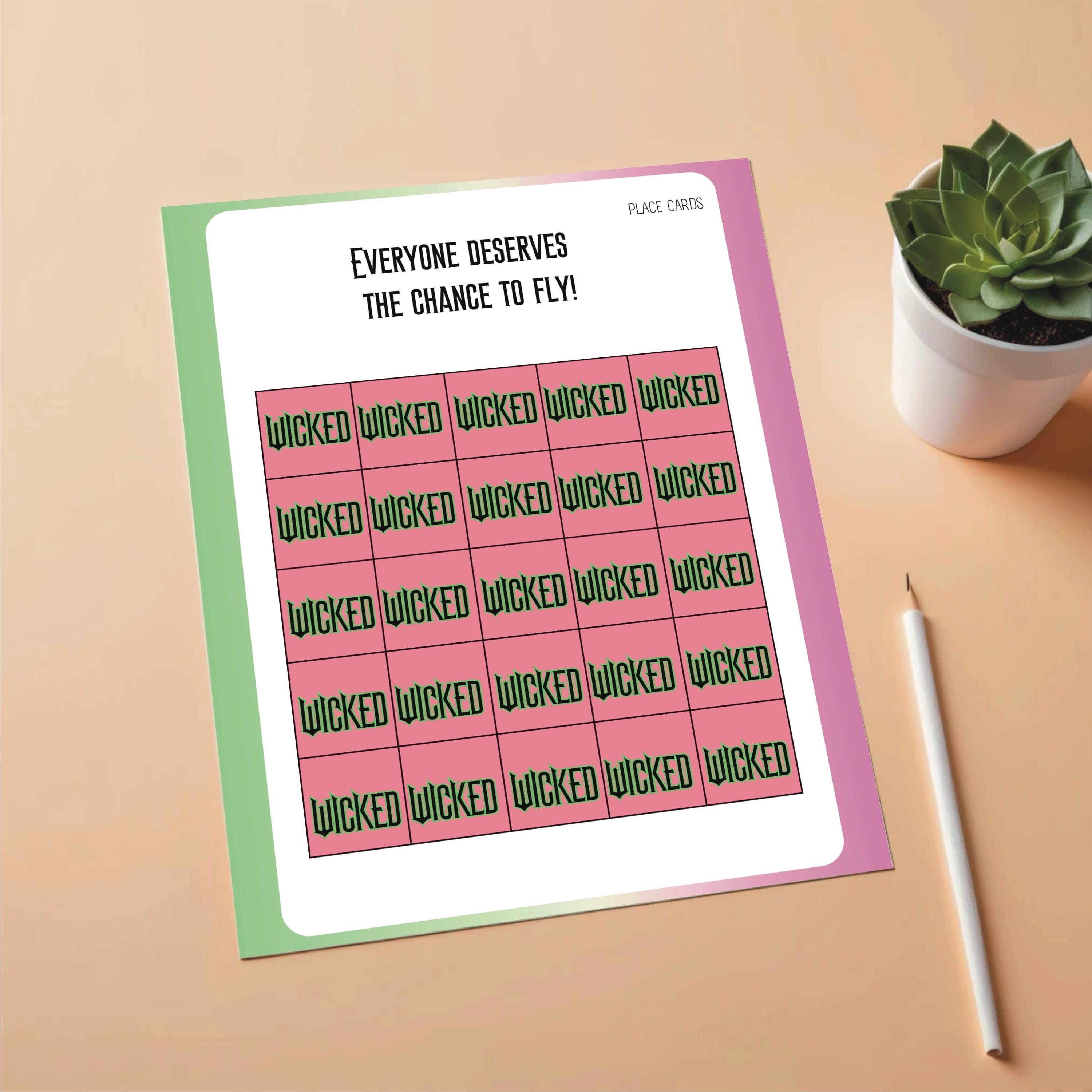 Wicked Bingo for Kids Printable Game • Wizard of Oz Birthday Party ...