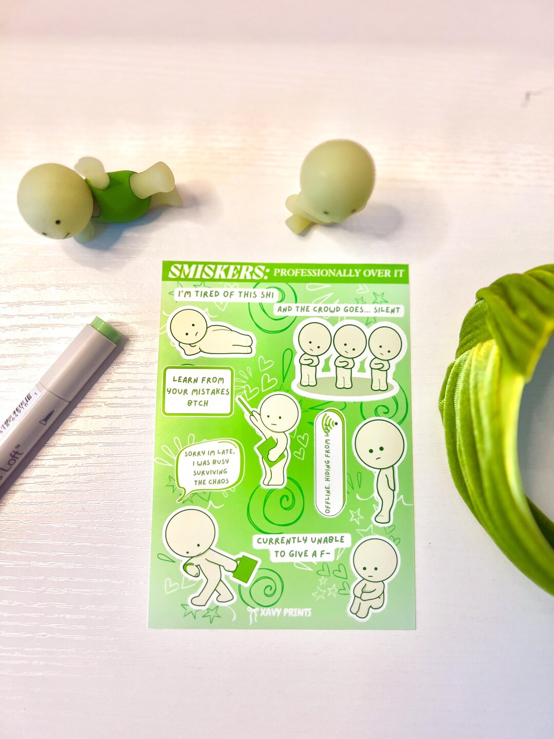 Smiski Sticker Sheet | Relatable Funny Vinyl Stationery Journal - Etsy