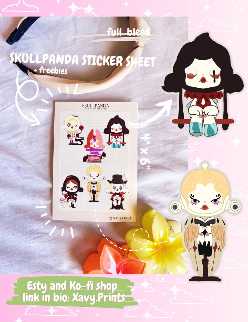 SKULLPANDA Sticker Sheet | Popmart Aesthetic Vinyl Journaling ...