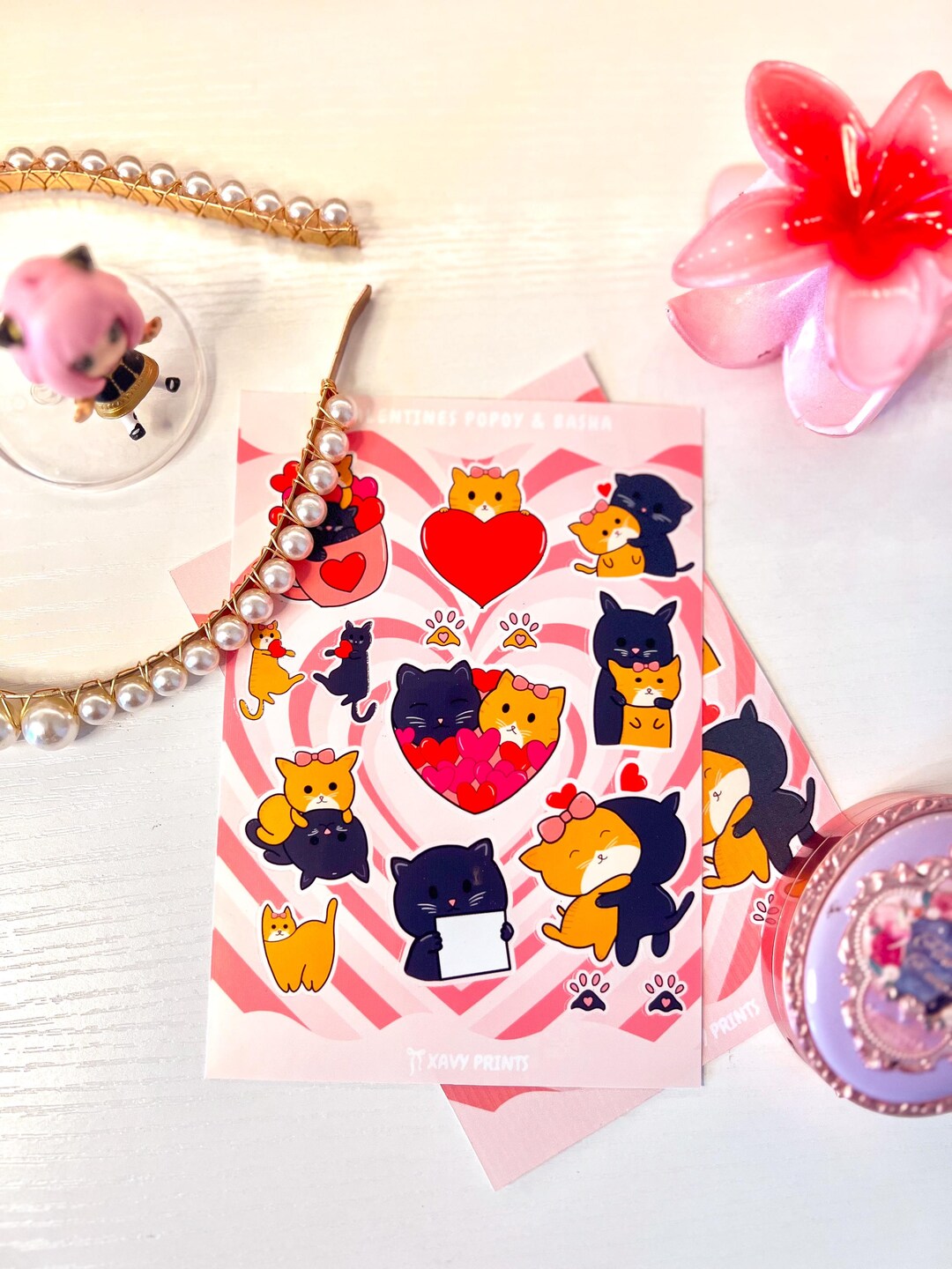 Couple Cat Sticker Sheet | Cute Aesthetic Vinyl Journaling Stationery ...