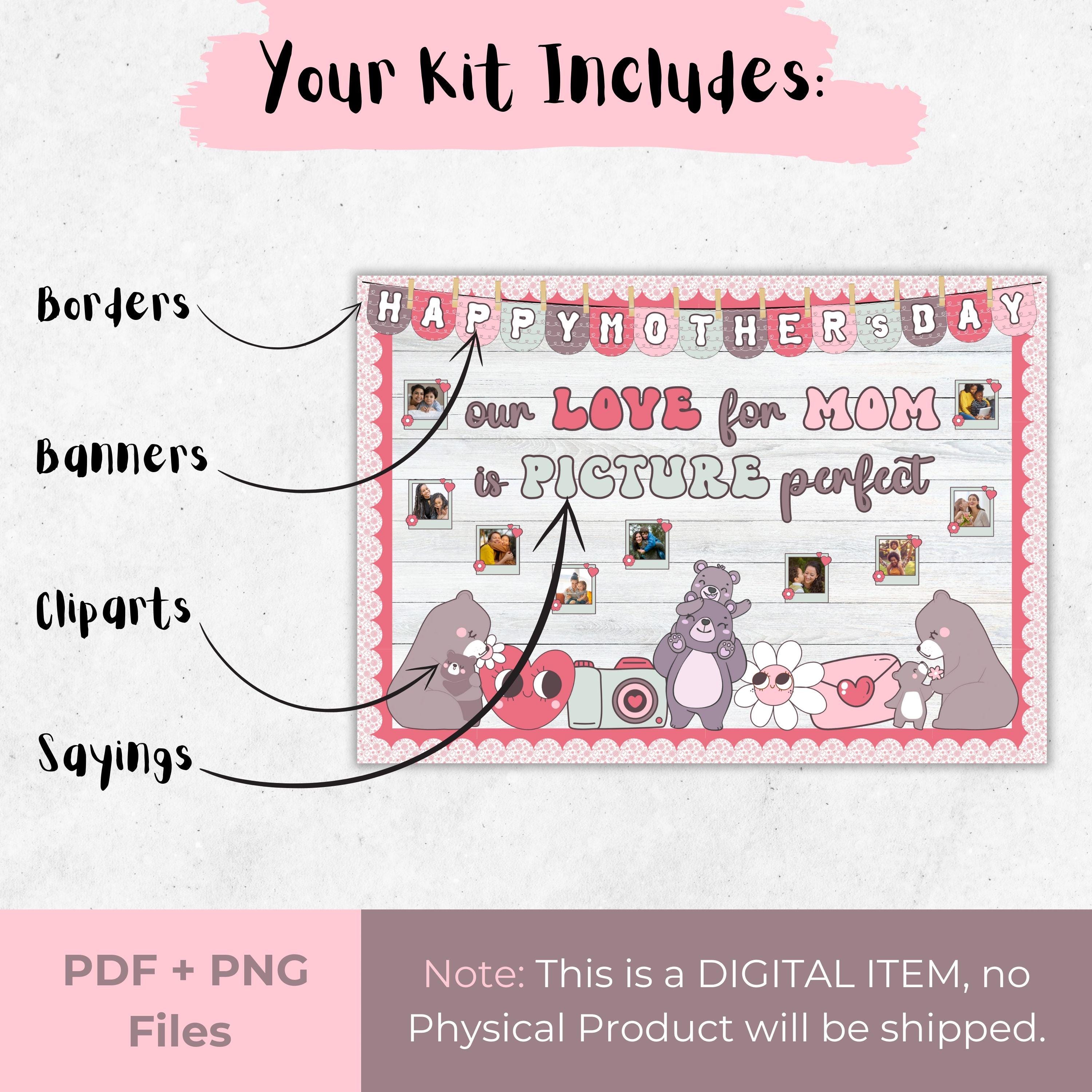 Mothers Day Bulletin Board Kit, Spring April May Bulletin Board, Groovy ...