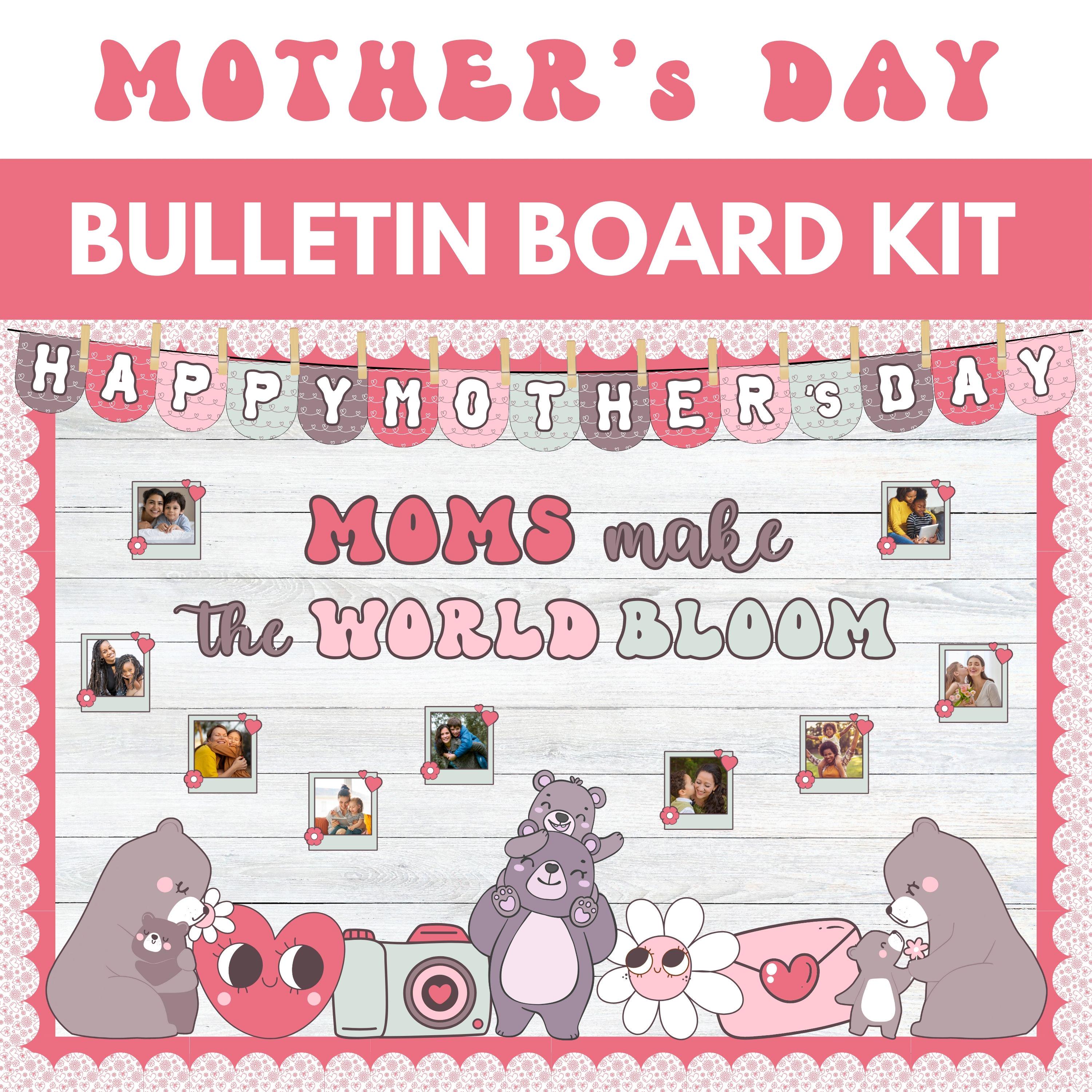 Mothers Day Bulletin Board Kit, Spring April May Bulletin Board, Groovy ...