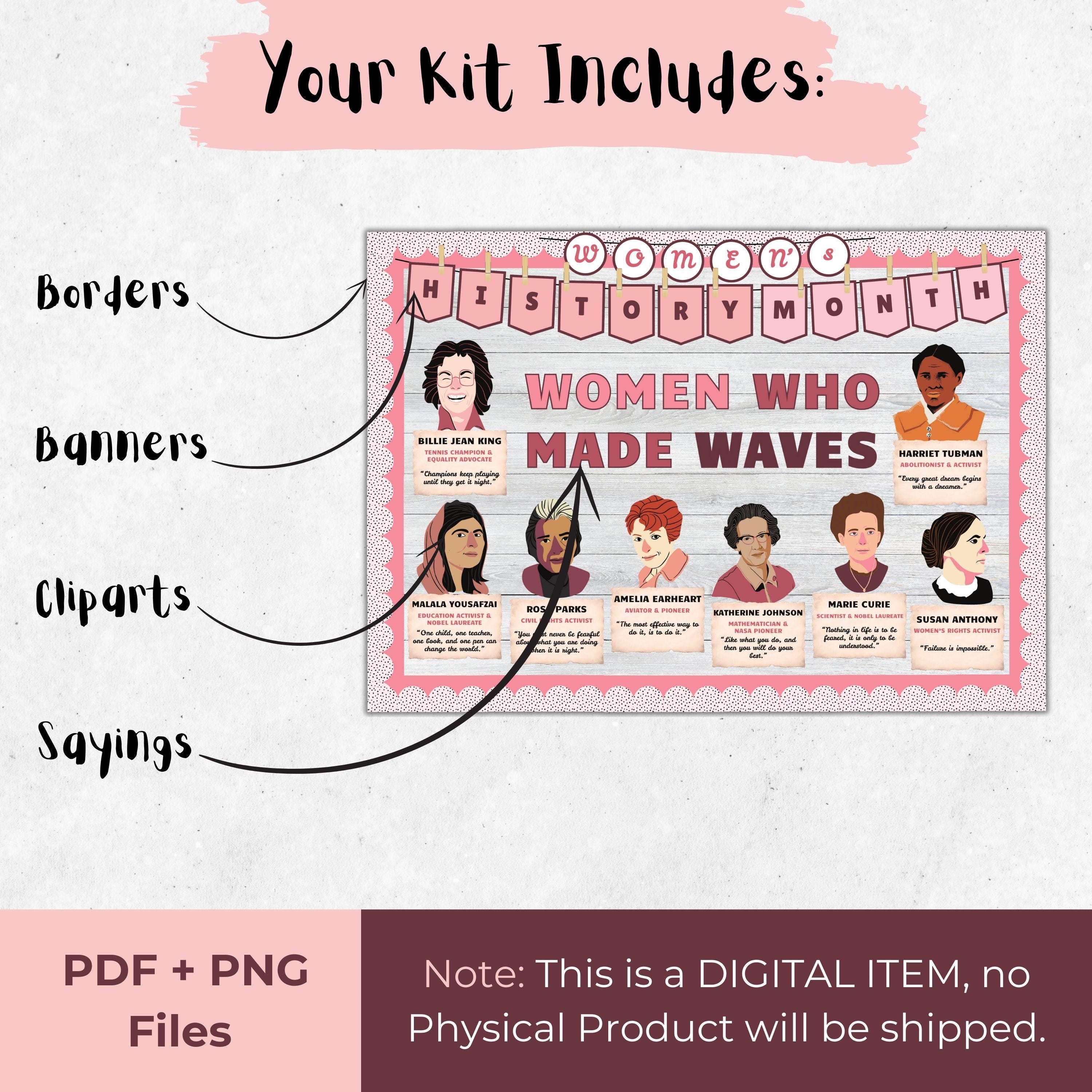 Women's History Month Bulletin Board Kit, Women History Month Posters ...