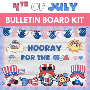 4th of July Bulletin Board Kit, Patriotic Classroom Decor, Gnome ...