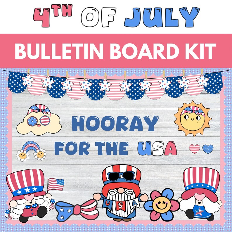 4th of July Bulletin Board Kit, Patriotic Classroom Decor (digital ...