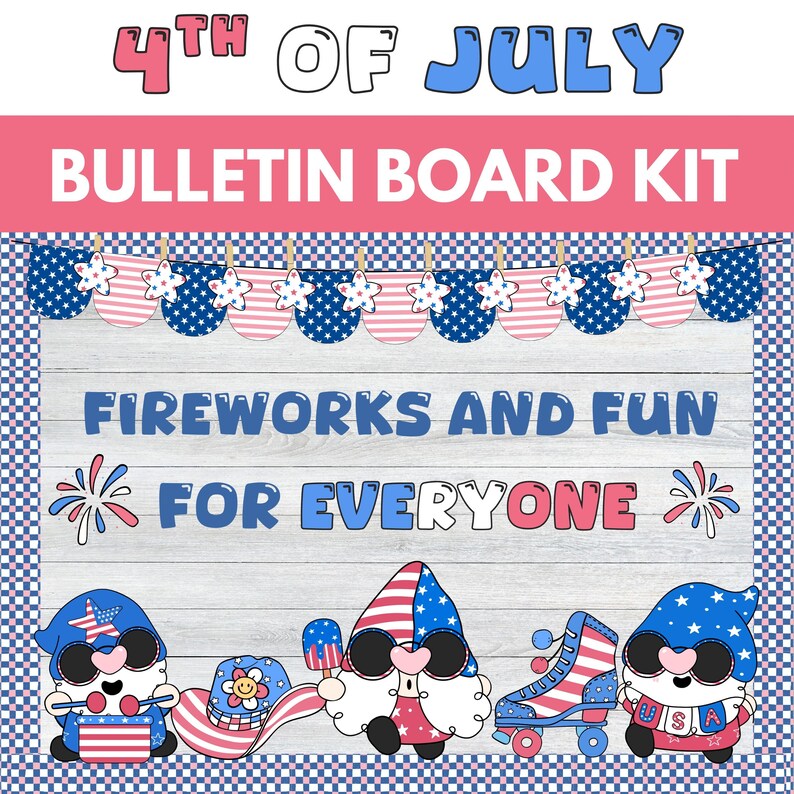 4th of July Bulletin Board Kit, Patriotic Classroom Decor (digital ...