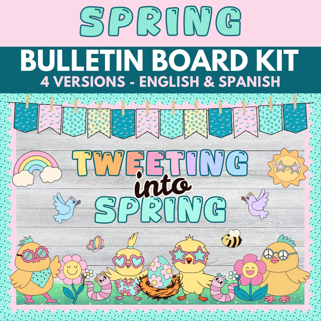 Spring Bulletin Board Kit, Groovy Retro April May Bulletin Board in ...