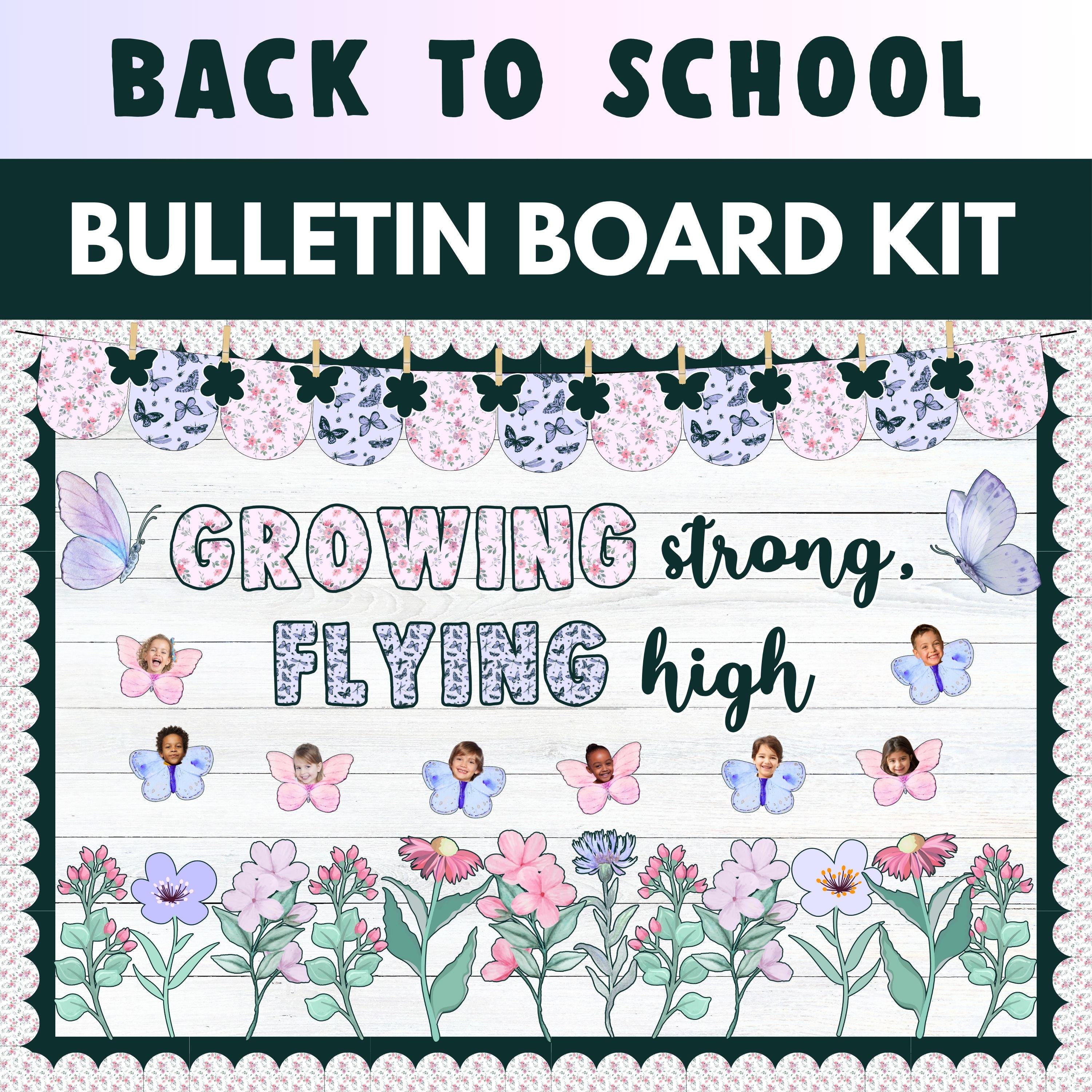 Boho Back to School Bulletin Board Kit, Wildflowers Butterfly Classroom ...
