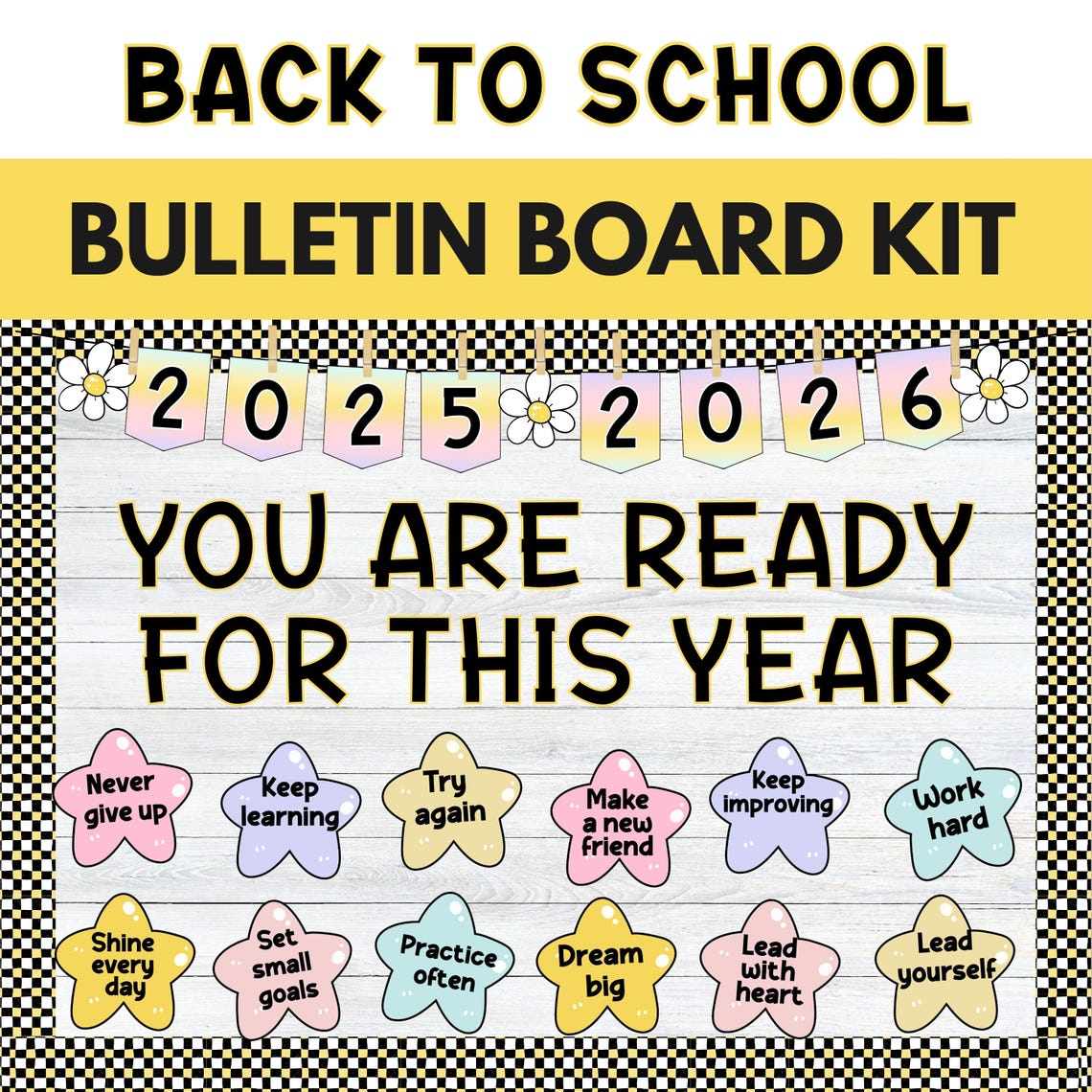 Back to School Bulletin Board Motivational Classroom Decor Pastel ...