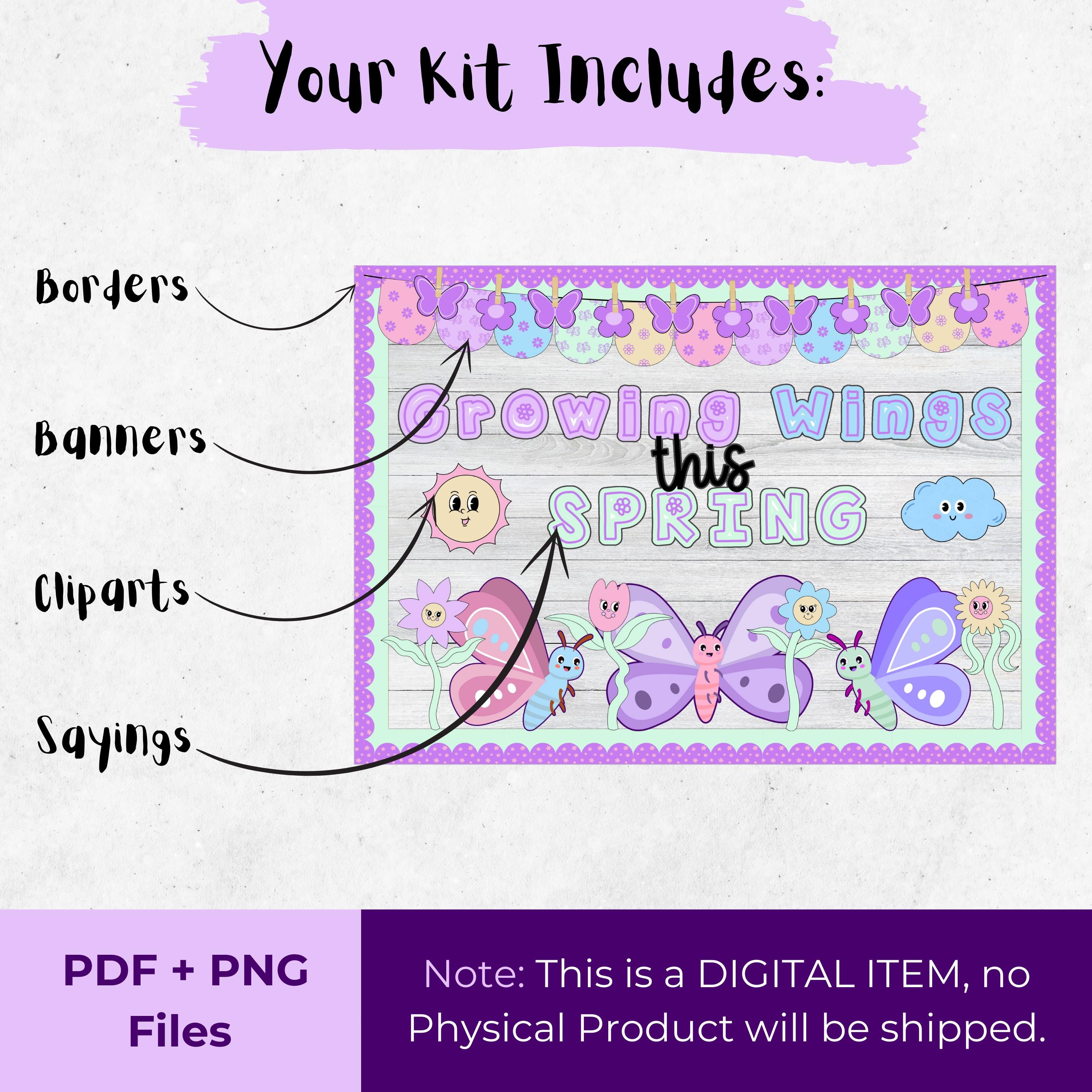 Spring Bulletin Board Kit, Groovy Retro April May Bulletin Board ...