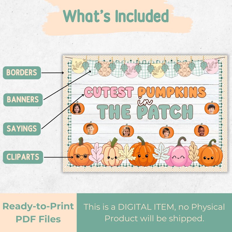 Fall Bulletin Board Kit, Autumn Classroom Decor, Pumpkin Patch Bulletin ...