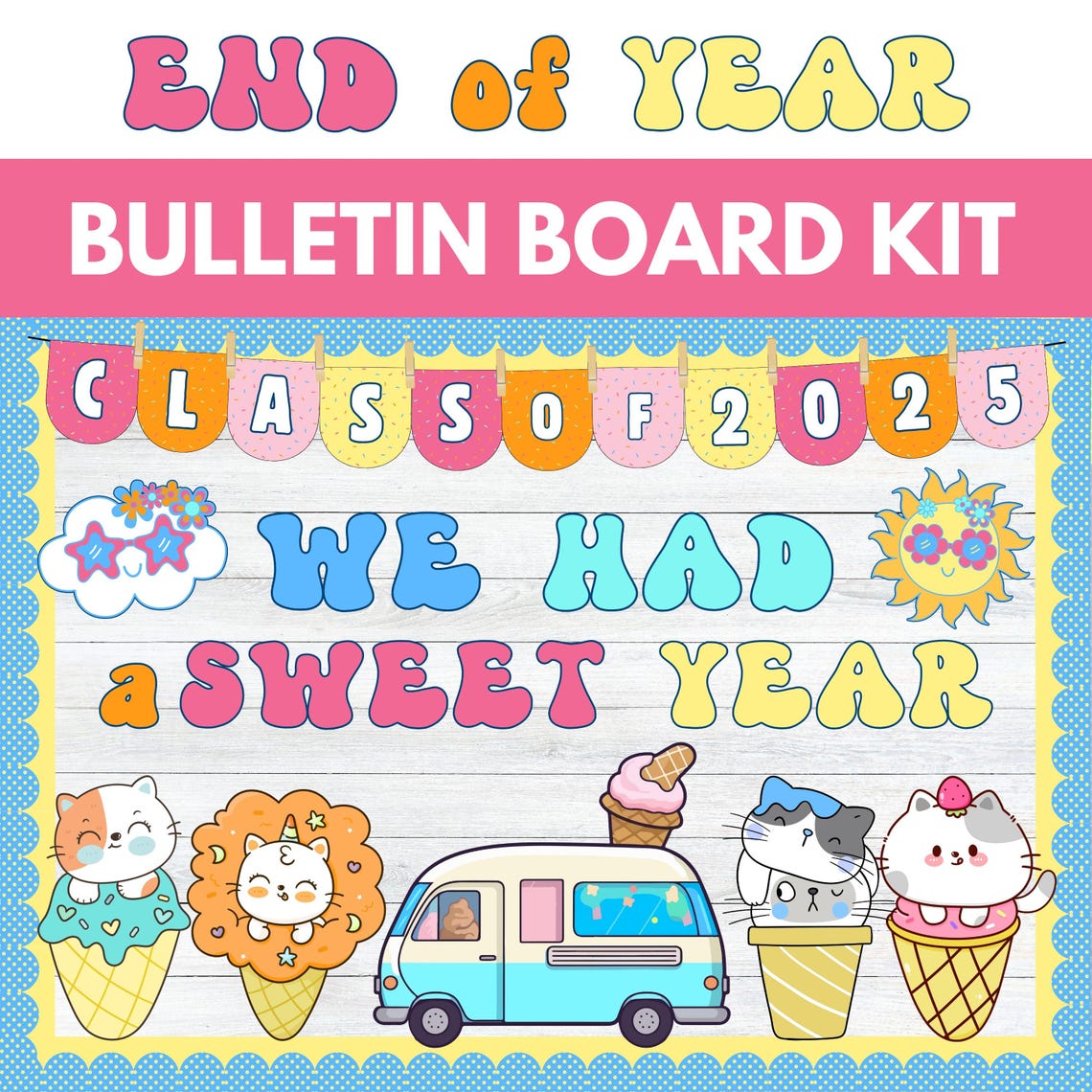End of Year Bulletin Board, Summer Countdown Bulletin Board, Bright ...