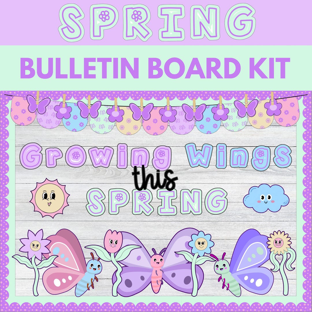 Spring Bulletin Board Kit, Groovy Retro April May Bulletin Board ...