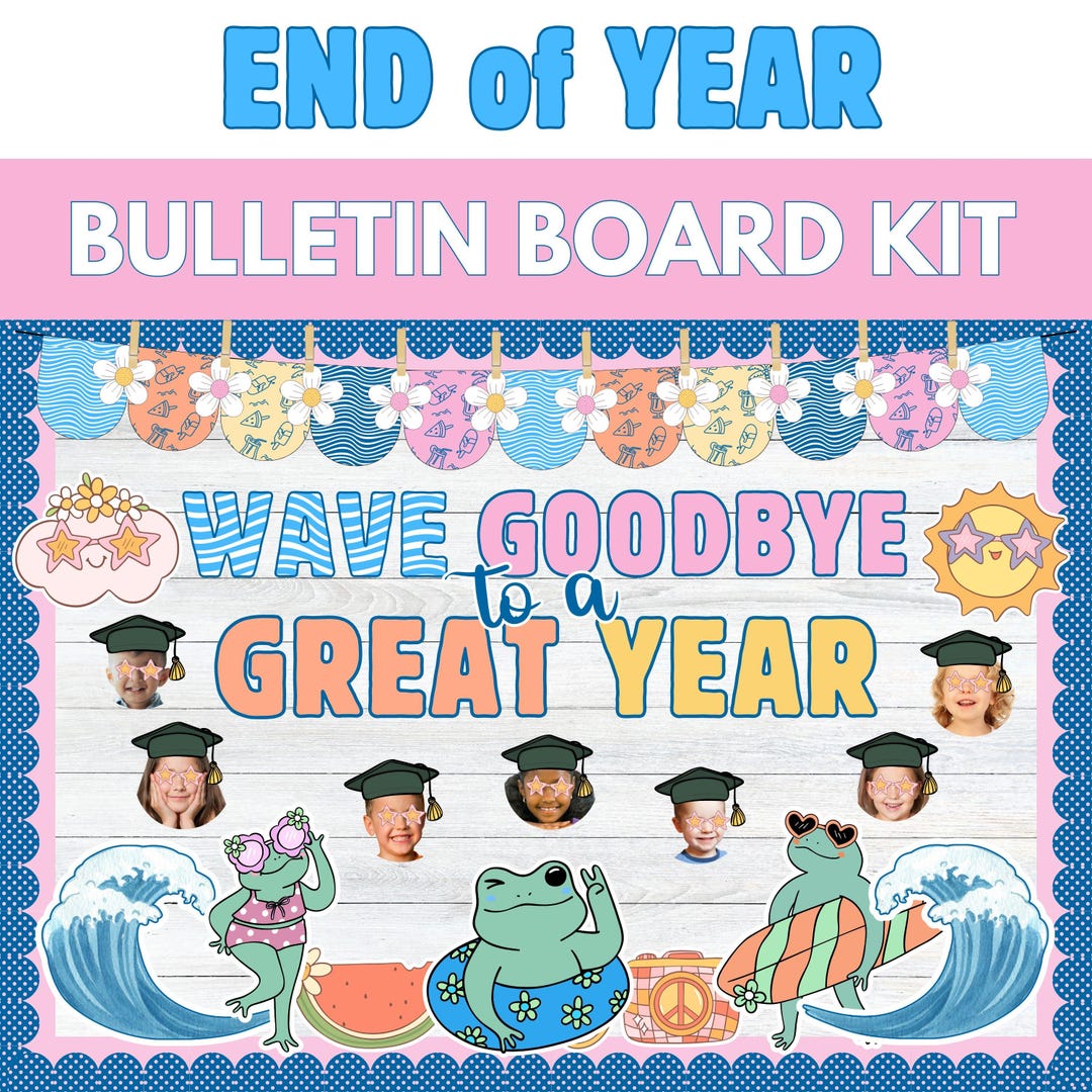 End of Year Bulletin Board Kit, Graduation Classroom Decor, Frog Theme ...